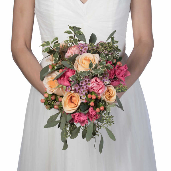 Peach Roses Blush Hypericum Bridal Bouquet - Blume, designed by ...