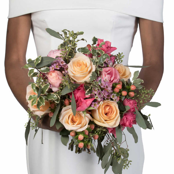 Peach Roses Blush Hypericum Bridal Bouquet - Blume, designed by ...
